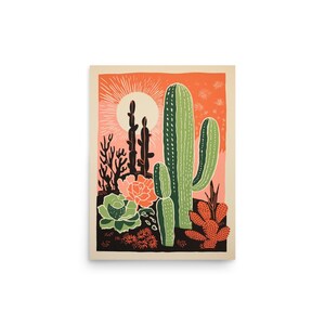 Colorful Desert Cactus Print, Southwestern Wall Art, Retro Botanical ...