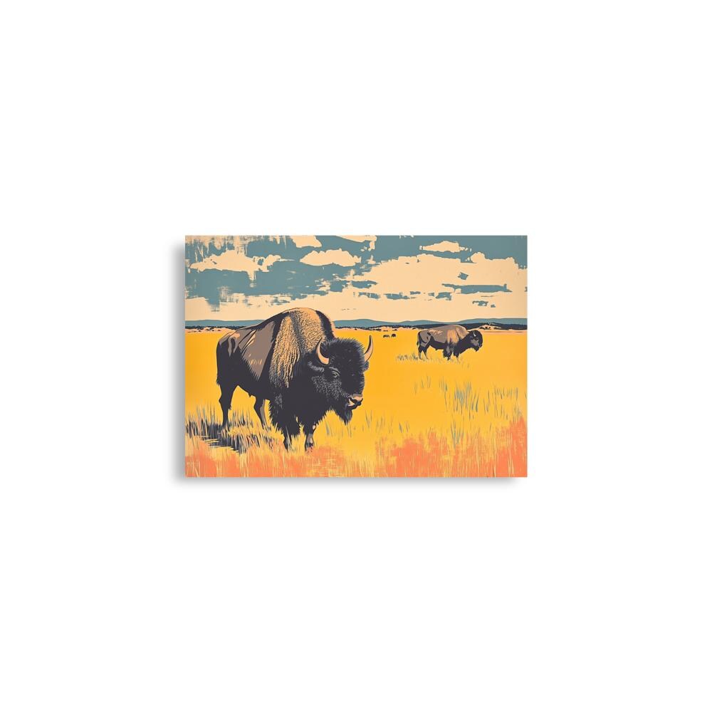 Buffalo Prairie Grazing, Bison Print, Buffalo Print, Mid Century Modern ...