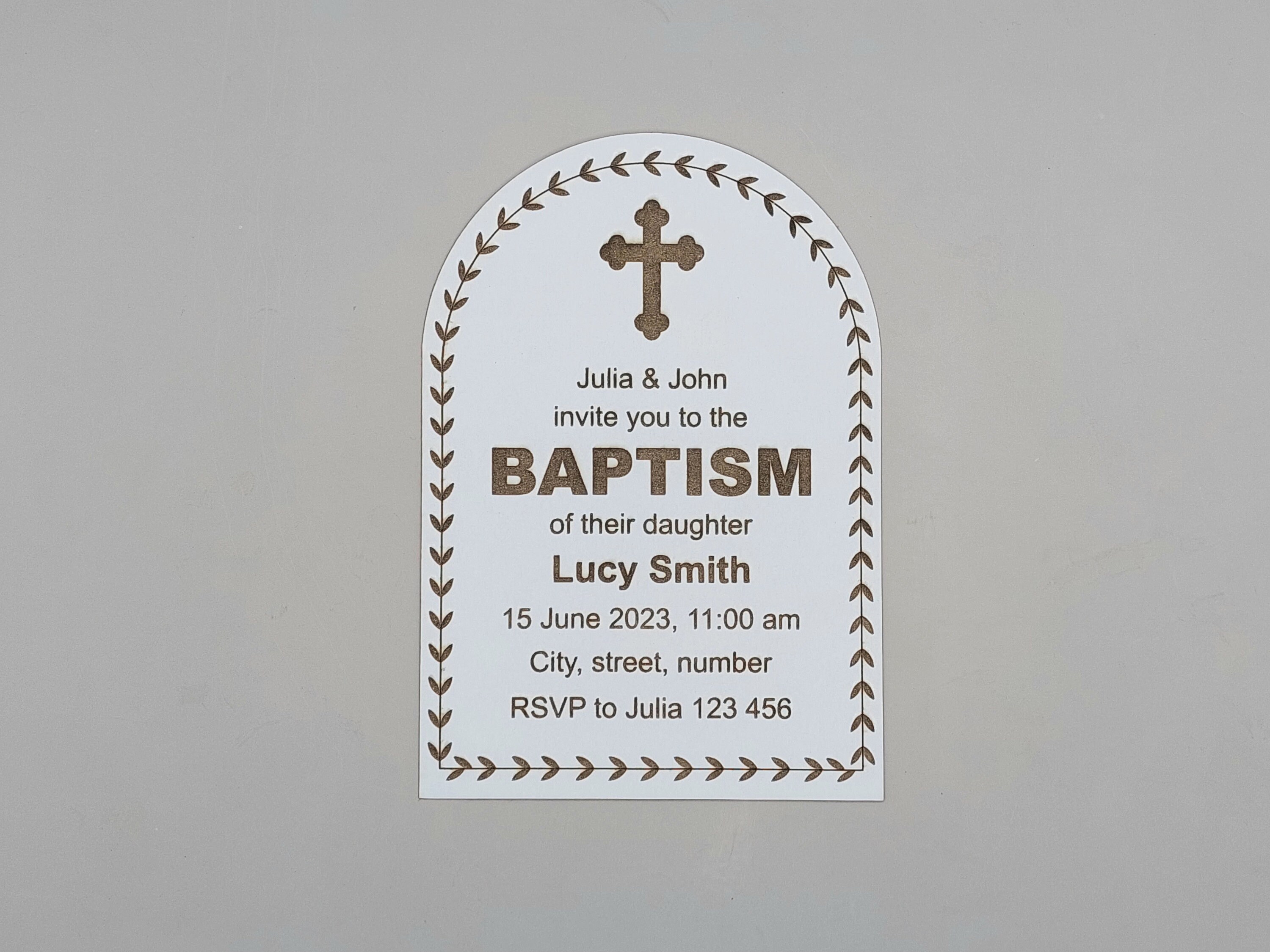 Laser Cut Baptism Invitation Card SVG Christening Announcement Digital ...