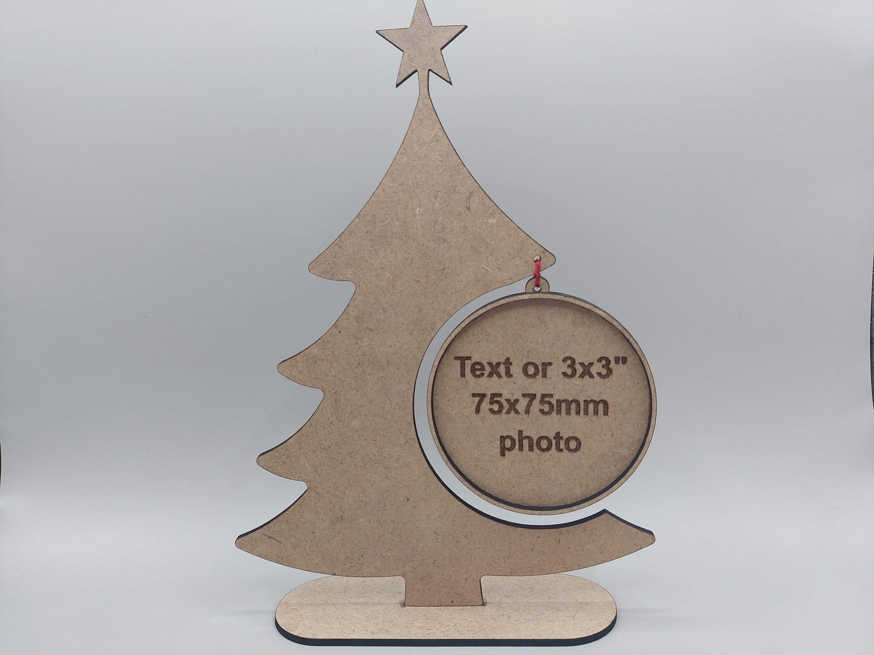 SVG Laser Cut Christmas Tree With Text or Round Photo up to 3x3 ...