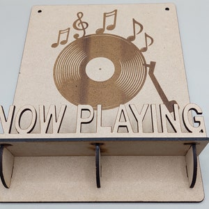 SVG Laser Cut Now Playing Record Stand Wood, Record Wall Mount, Display ...