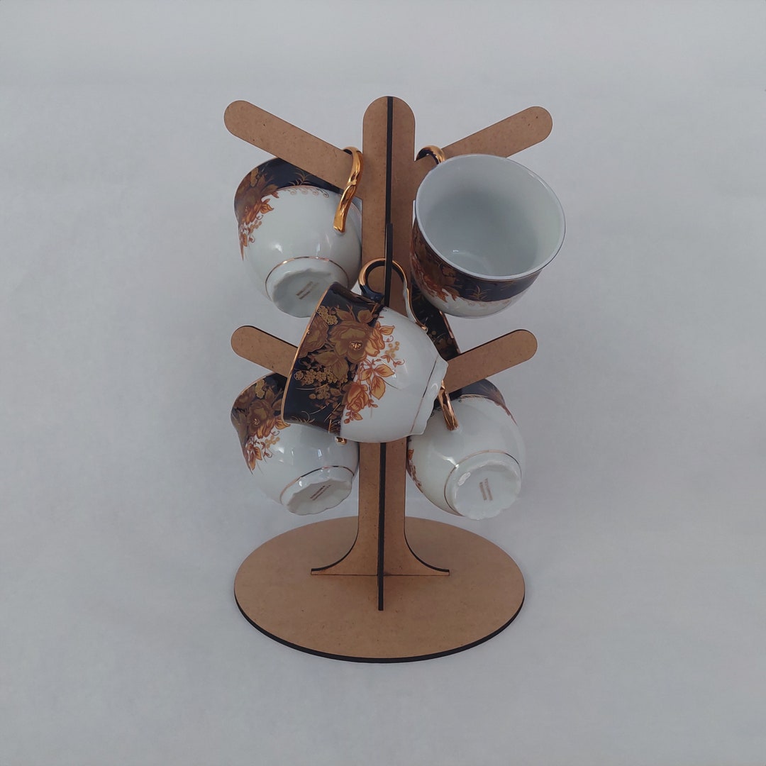 Laser Cut Coffee Mug Holder SVG: Wood Cup Storage Rack (digital File ...