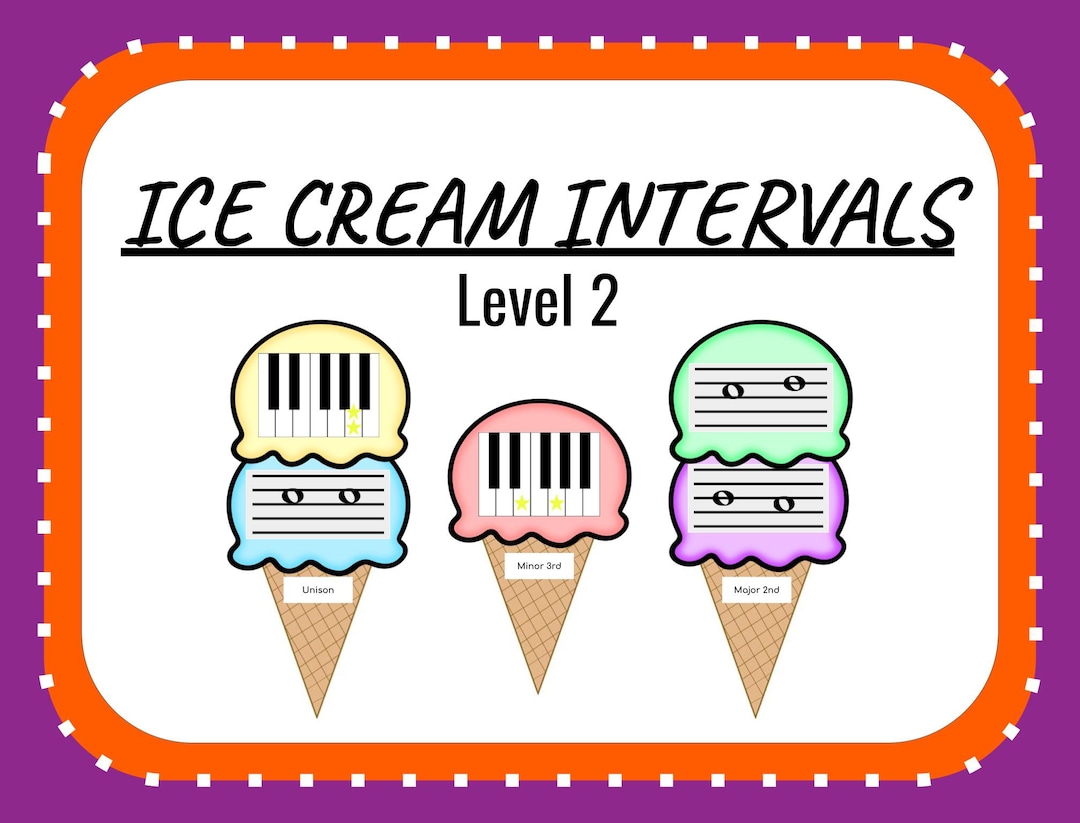 Ice Cream Intervals - Level 2 (notes on Staff + Piano Keys ...