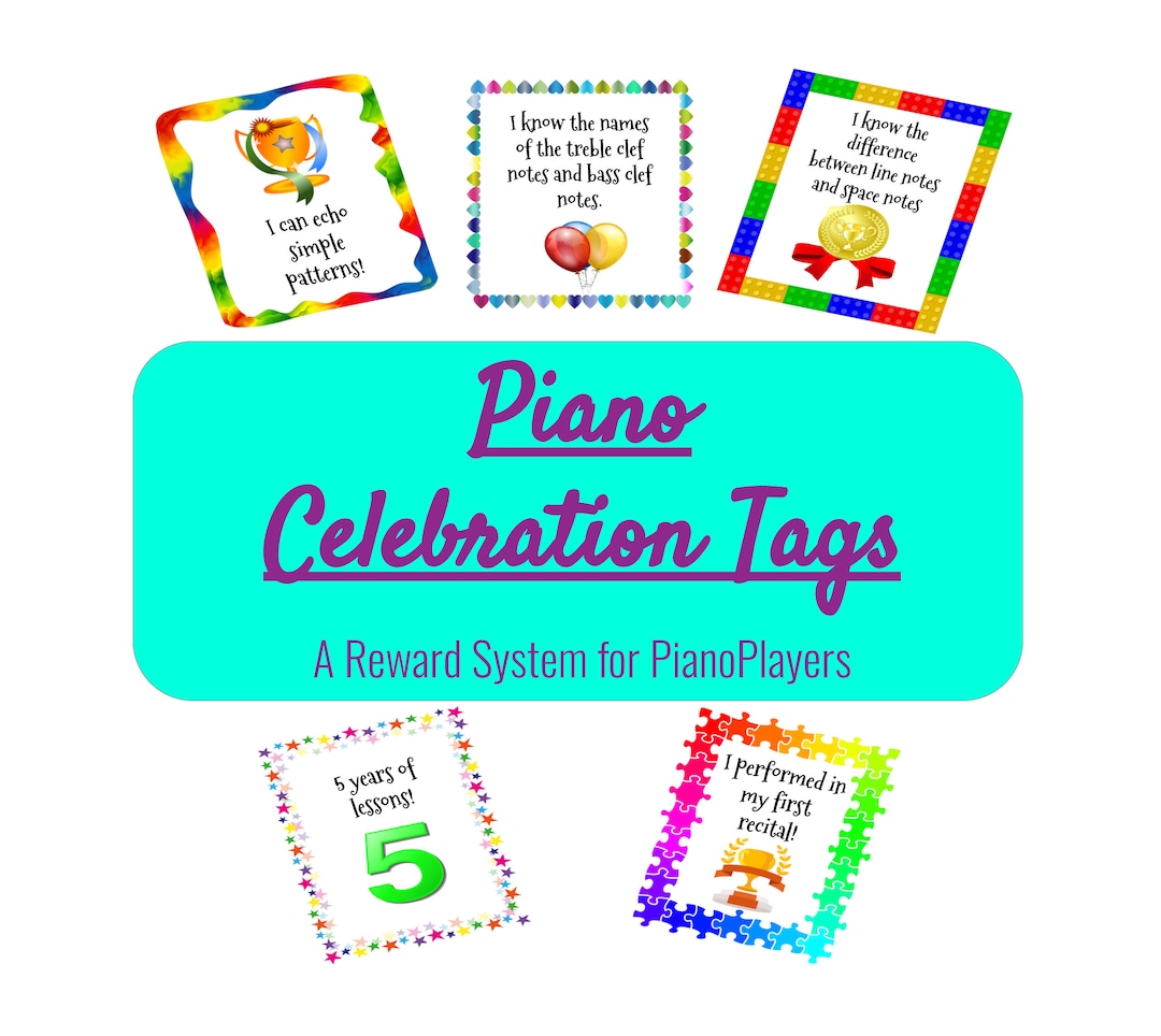 Piano Celebration Tags - Reward System for Piano Students - Etsy