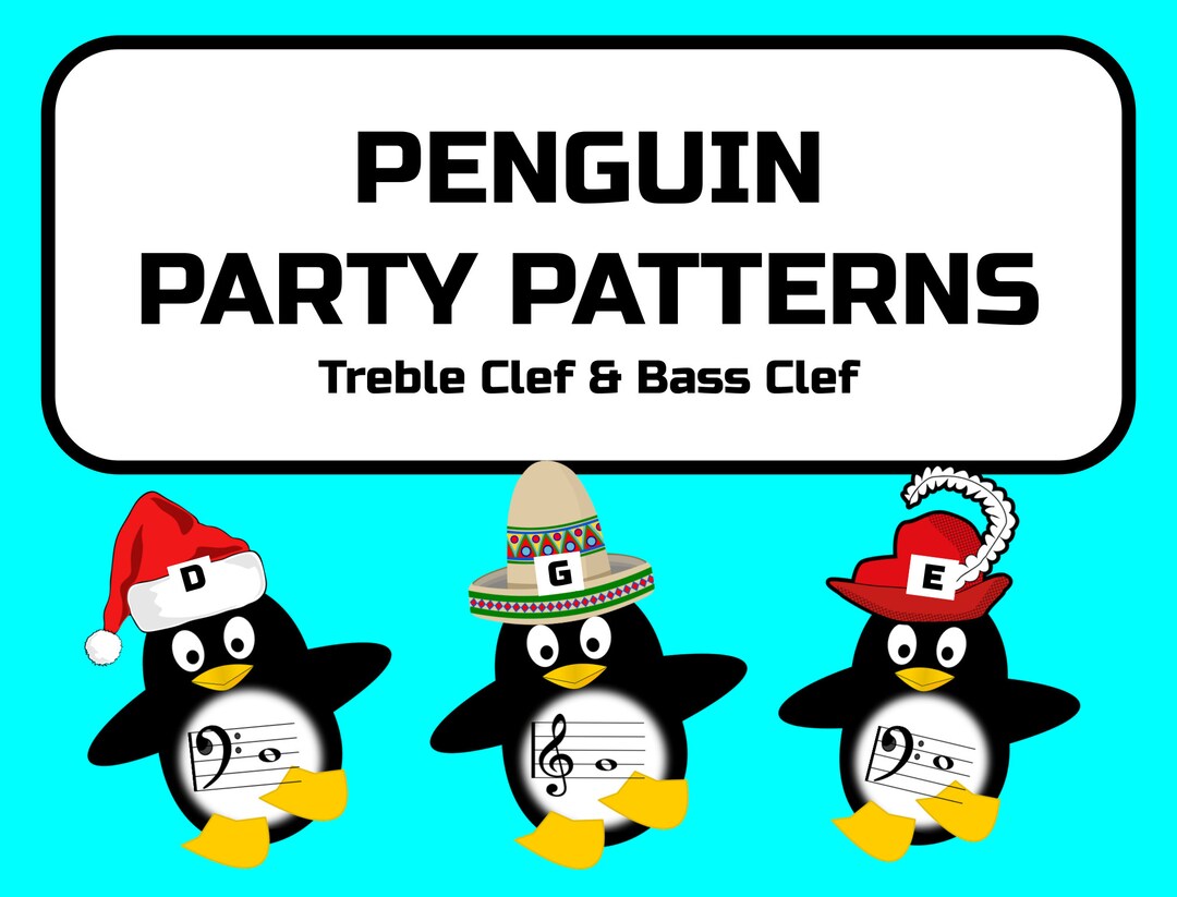 Penguin Party Patterns - Treble Clef / Bass Clef - Etsy