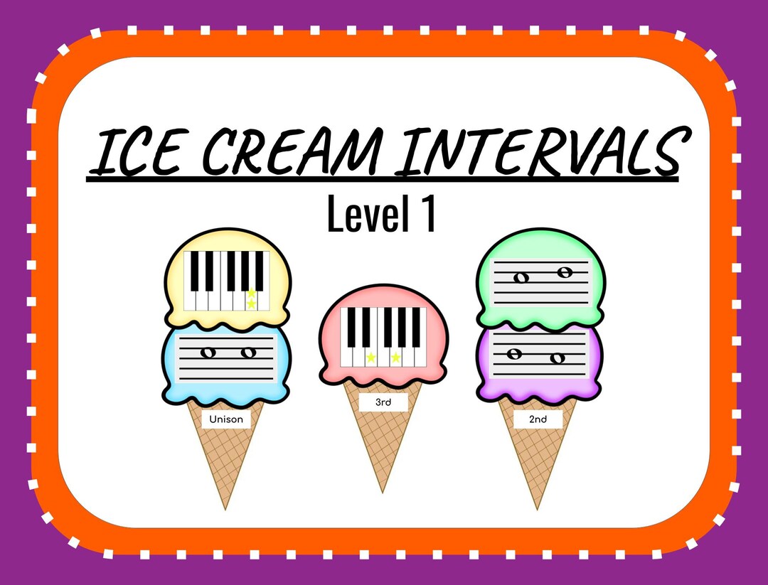 Ice Cream Intervals - Level 1 (notes on Staff + Piano Keys) - Etsy