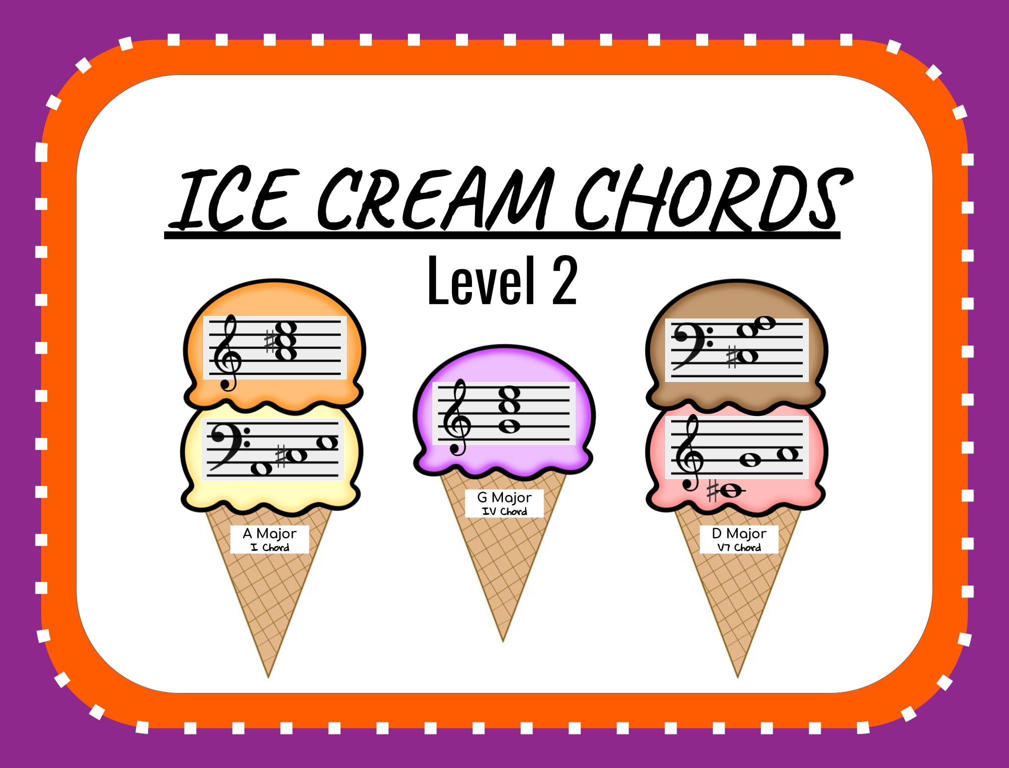 Ice Cream Chords - Level 2 (C Major, G Major, D Major, & A Major) - Etsy