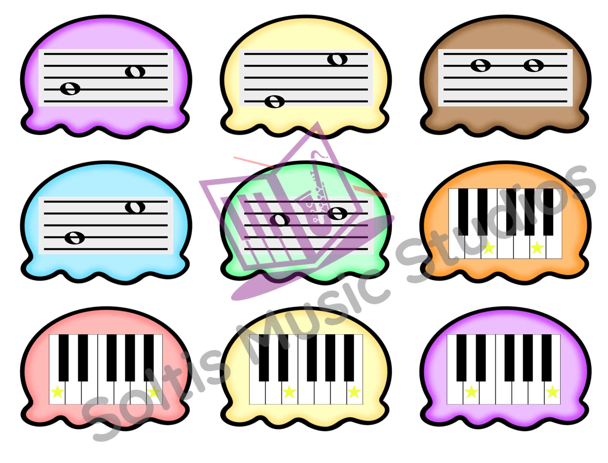 Ice Cream Intervals - Level 2 (notes on Staff + Piano Keys ...