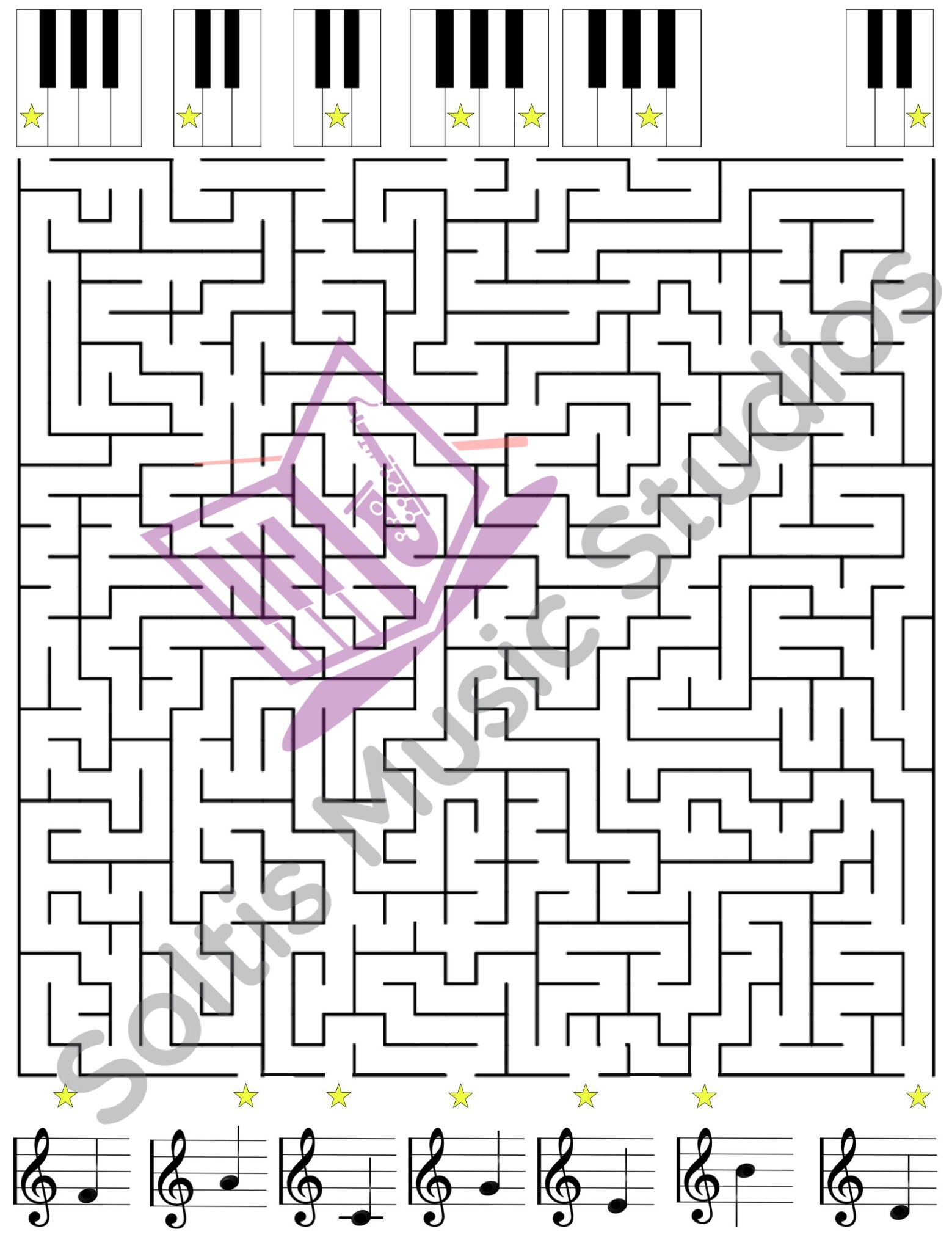 Music Mazes 2 notes on the Staff & Keys on the Piano - Etsy