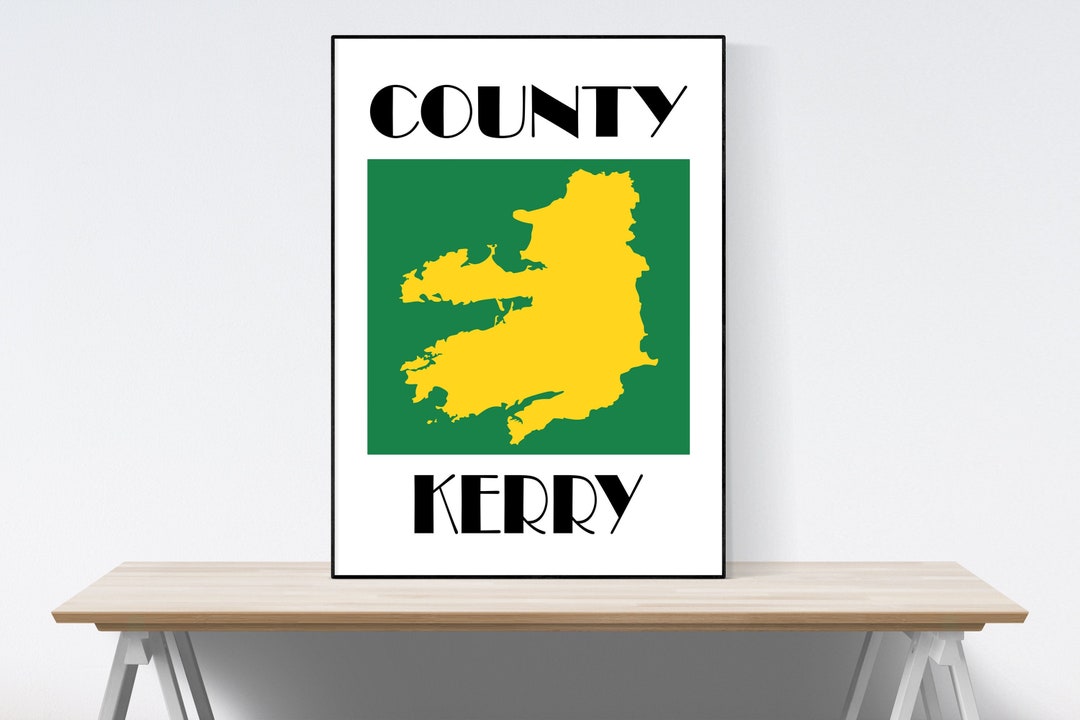 County Kerry Map Print, Map of Kerry Print, Kerry Art Print, Kerry Wall ...