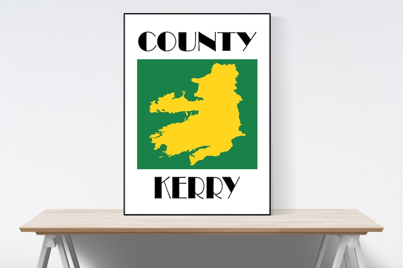 County Kerry Map Print, Map of Kerry Print, Kerry Art Print, Kerry Wall ...