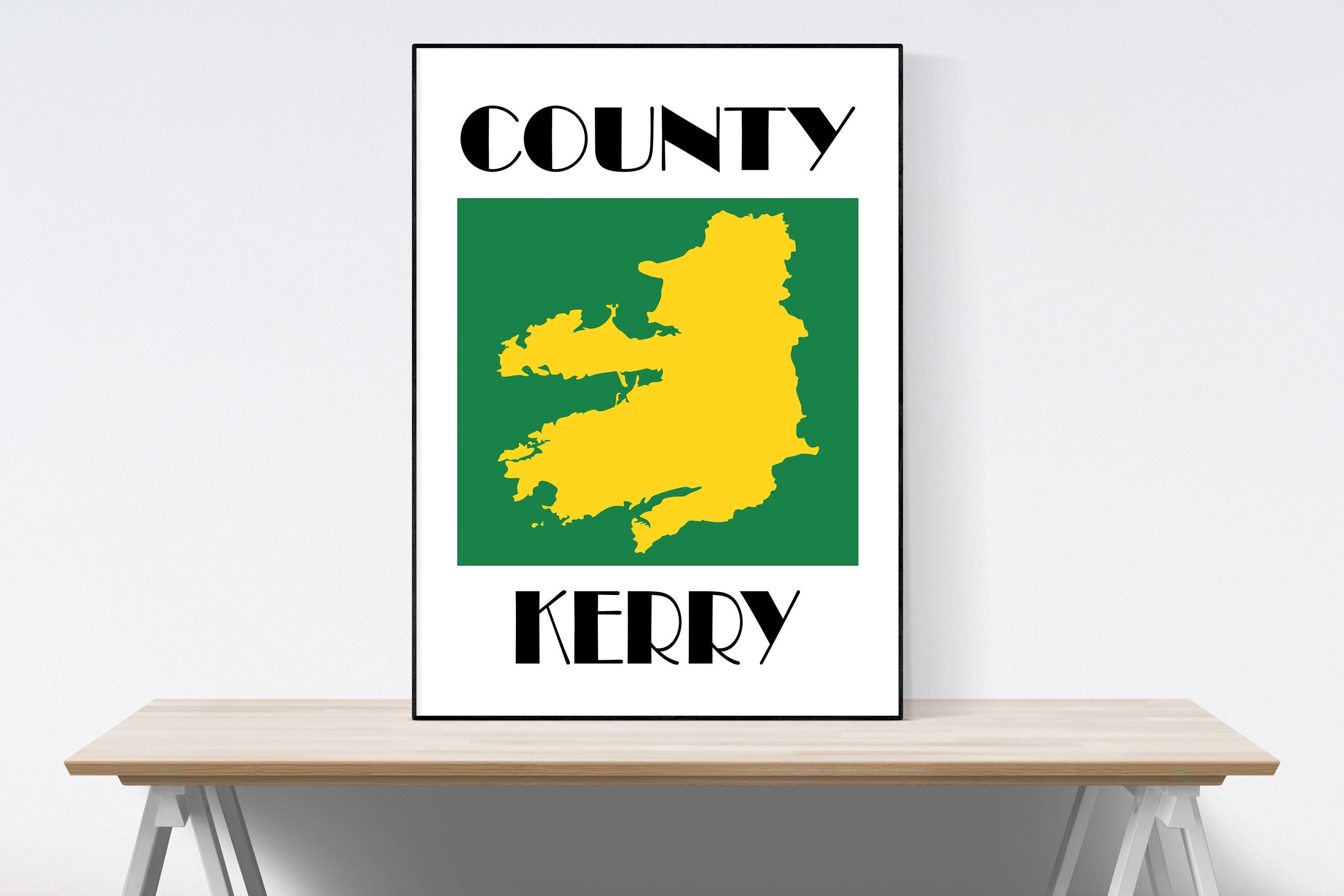 County Kerry Map Print, Map of Kerry Print, Kerry Art Print, Kerry Wall ...