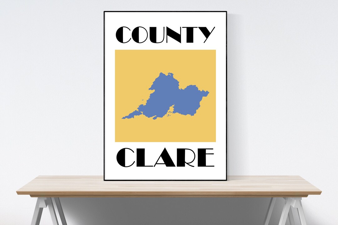 County Clare Map Print, Map of Clare Print, Clare Art Print, Clare Wall ...
