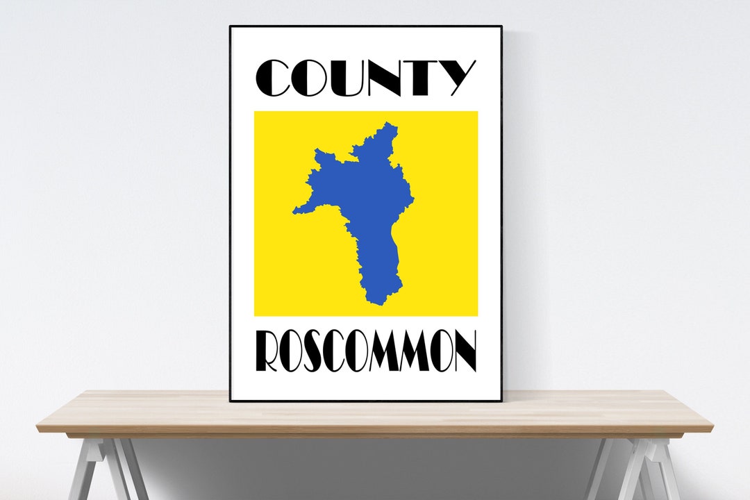 County Roscommon Map Print, Map of Roscommon Print, Roscommon Art Print ...