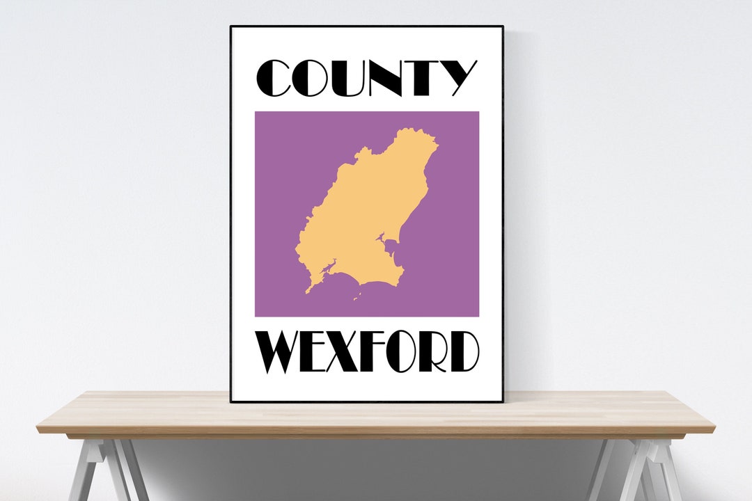 County Wexford Map Print, Map of Wexford Print, Wexford Modern Art ...