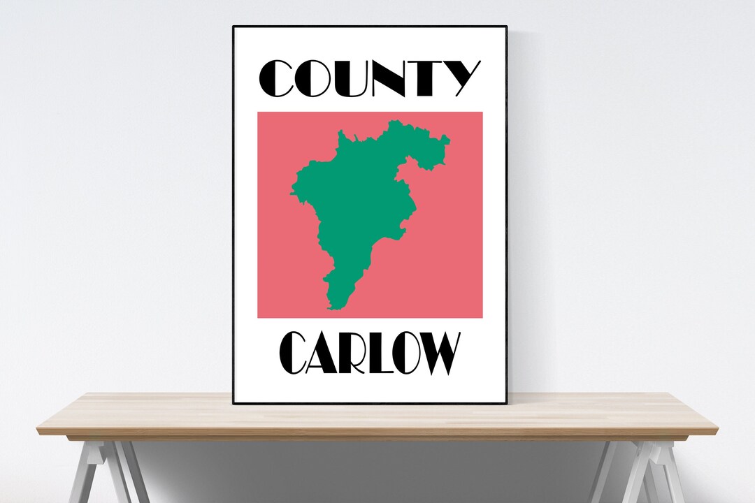 County Carlow Map Print, Map of Carlow Print, Carlow Art Print, Carlow ...