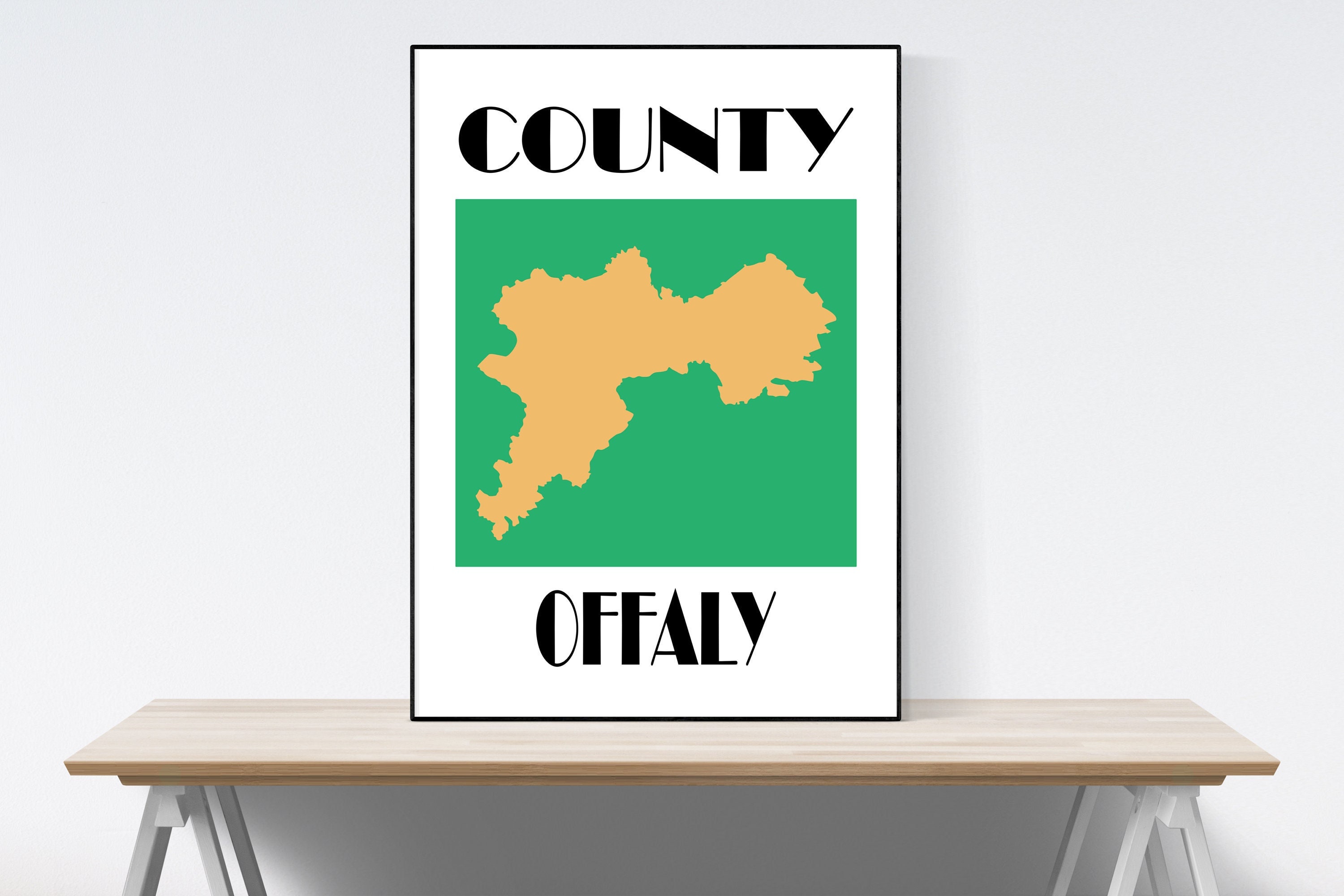 County Offaly Map Print, Map of Offaly Print, Offaly Art Print, Offaly ...