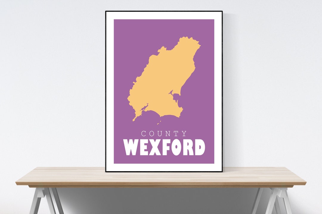 County Wexford Map Print, Map of Wexford Print, Wexford Art Print ...