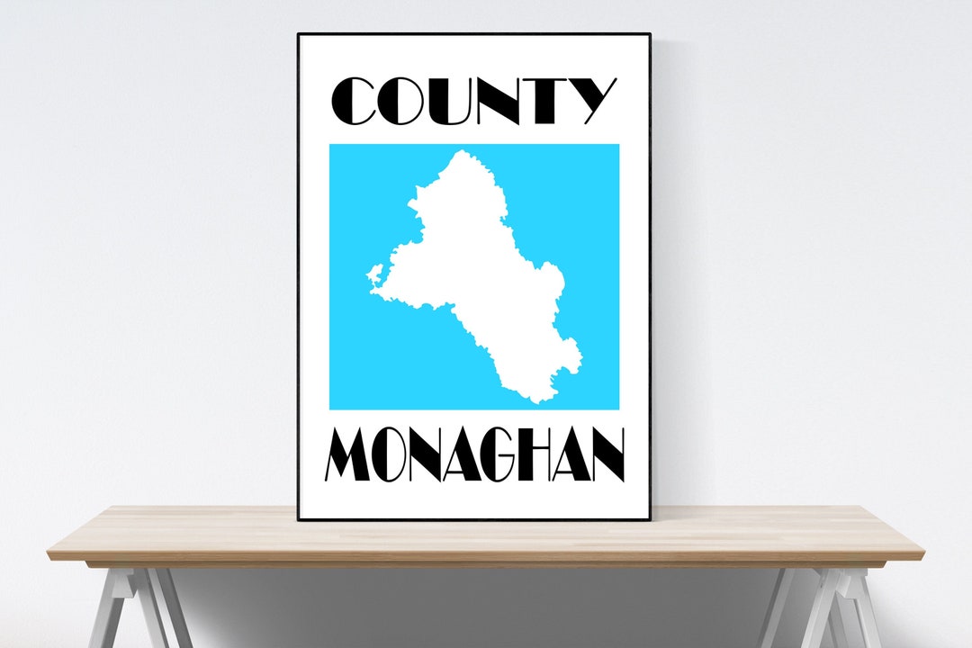 County Monaghan Map Print, Map of Monaghan Print, Monaghan Art Print ...