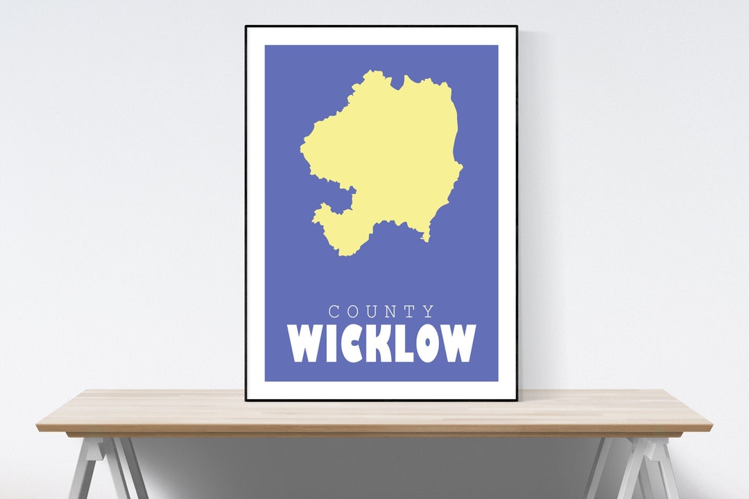 County Wicklow Map Print, Map of Wicklow Print, Wicklow Art Print ...