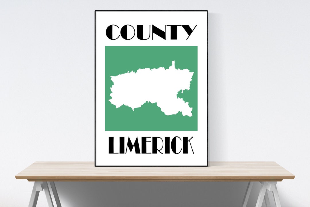 County Limerick Map Print, Map of Limerick Print, Limerick Art Print ...