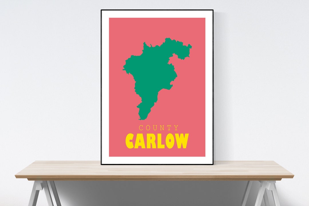 County Carlow Map Print, Map of Carlow Print, Carlow Art Print, Carlow ...