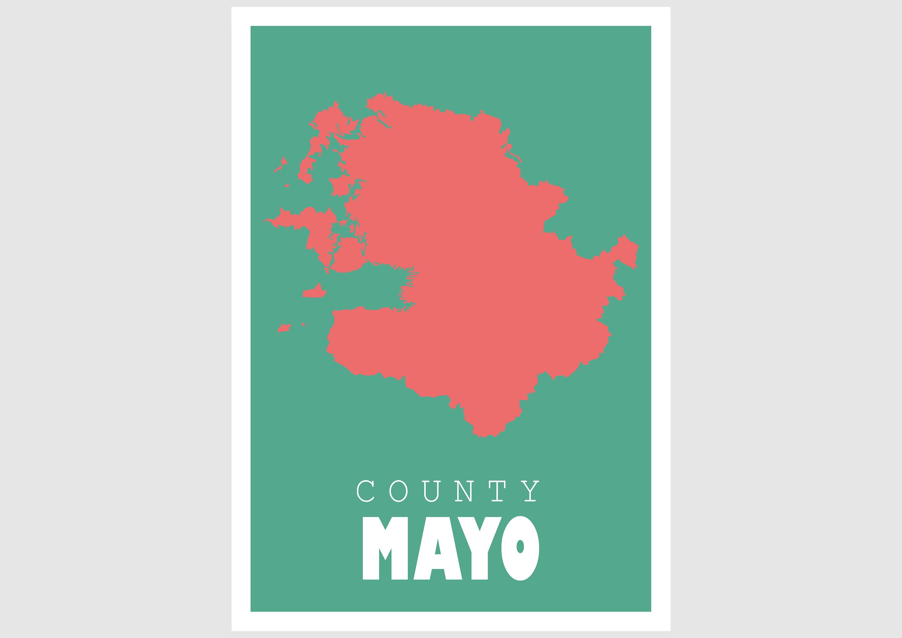 County Mayo Map Print, Map of Mayo Print, Mayo Art Print, Mayo Wall Art ...