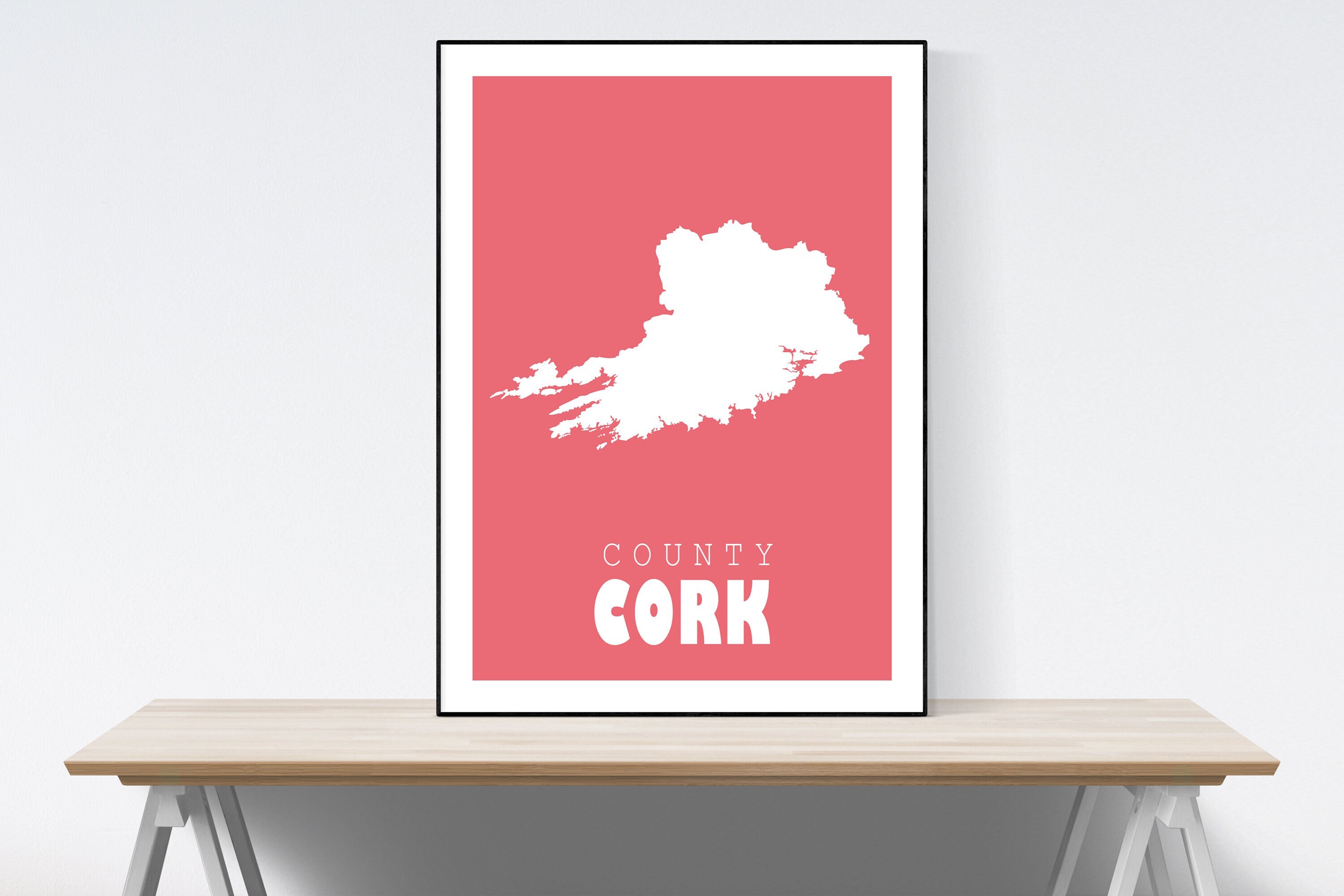 County Cork Map Print, Map of Cork Print, Cork Art Print, Cork Wall Art ...