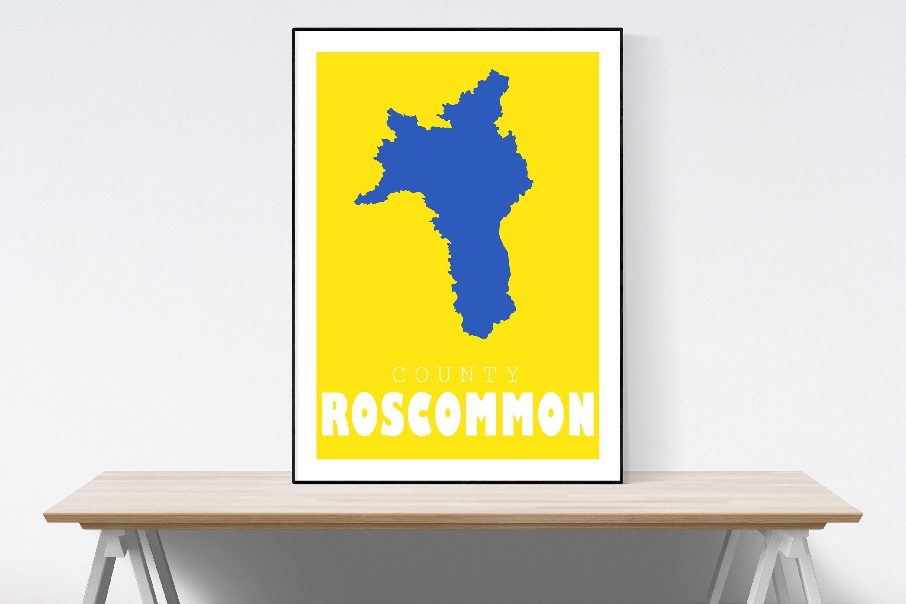 County Roscommon Map Print, Map of Roscommon Print, Roscommon Art Print ...