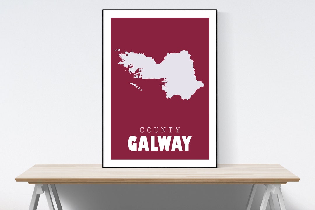 County Galway Map Print, Map of Galway Print, Galway Art Print, Galway ...