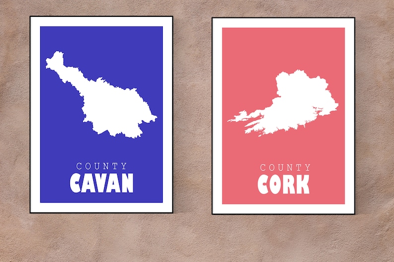County Cork Map Print, Map of Cork Print, Cork Art Print, Cork Wall Art ...