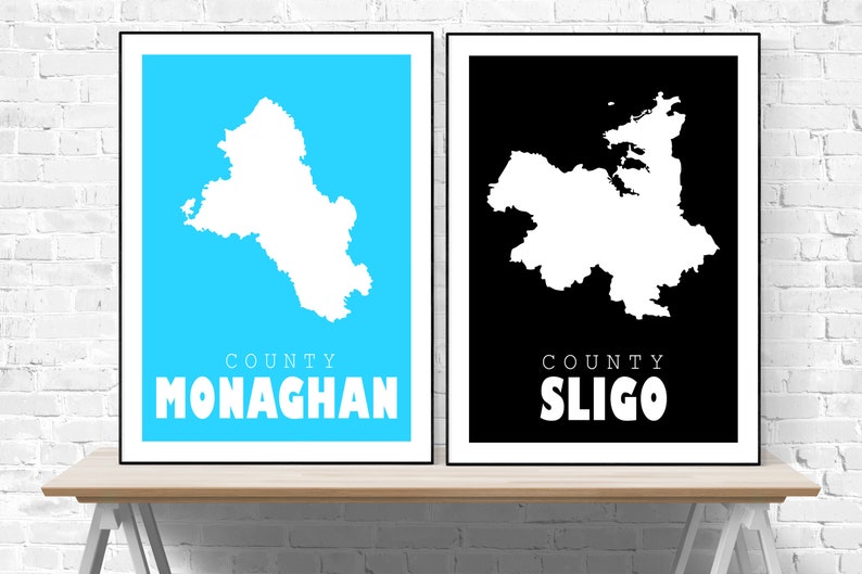 County Monaghan Map Print, Map of Monaghan Print, Monaghan Art Print ...