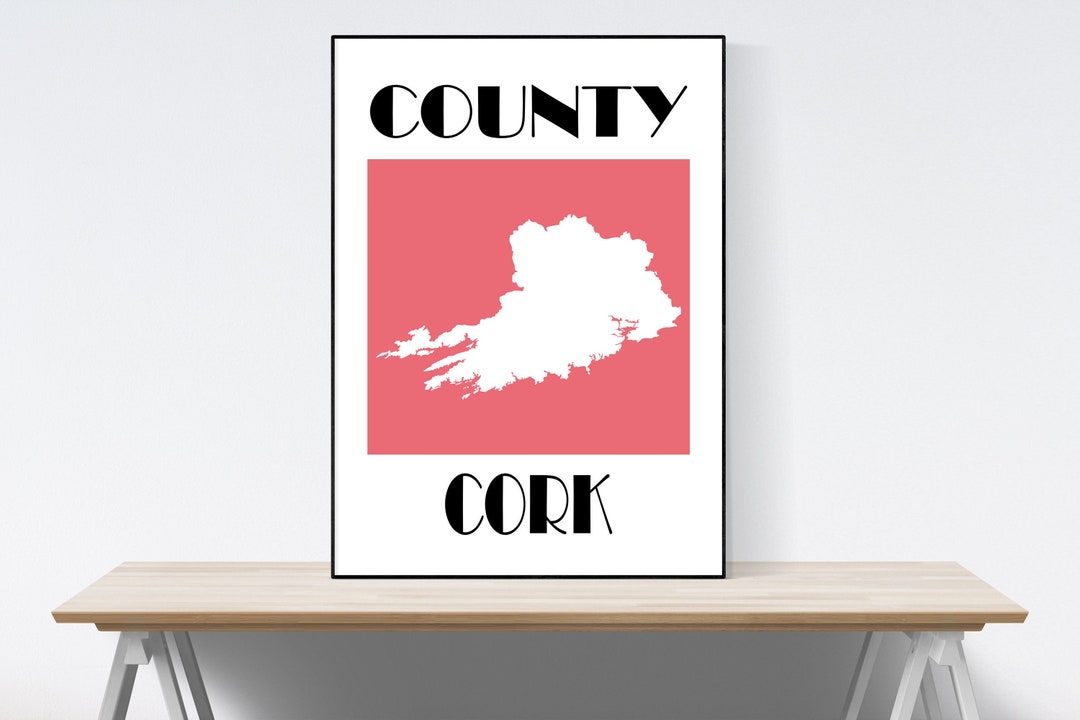 County Cork Map Print, Map of Cork Print, Cork Art Print, Cork Wall Art ...