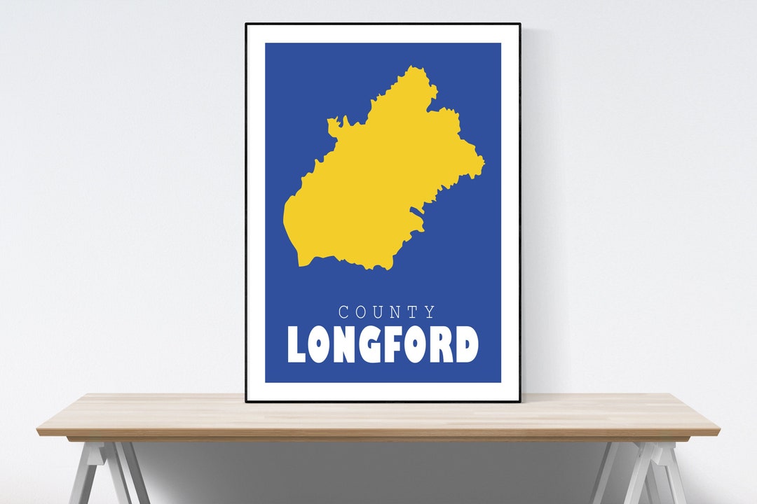 County Longford Map Print, Map of Longford Print, Longford Art Print ...