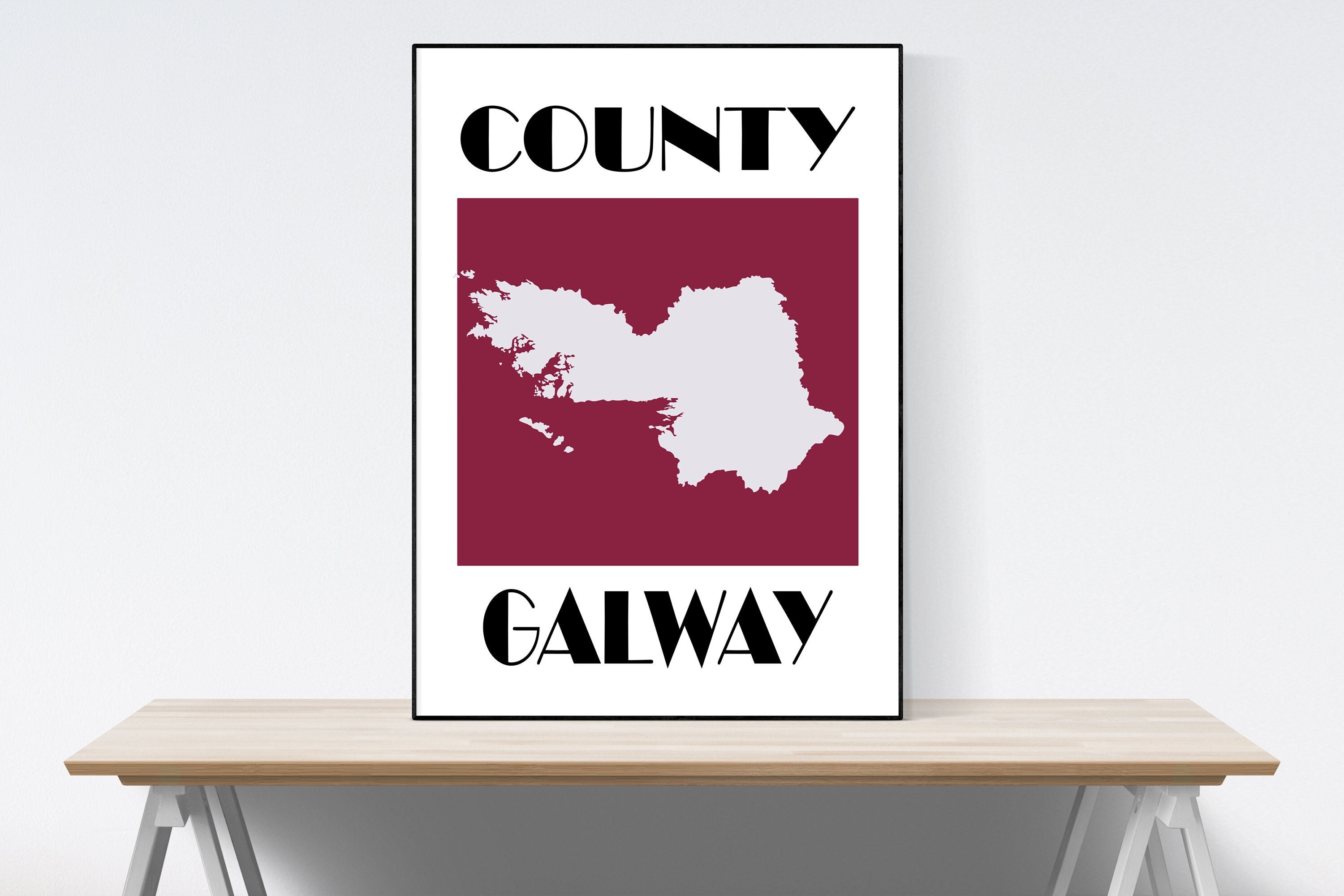 County Galway Map Print, Map of Galway Print, Galway Art Print, Galway ...
