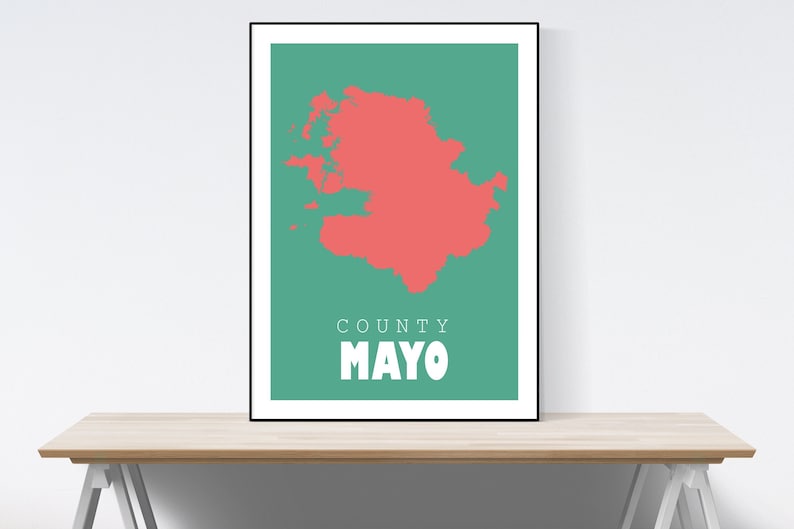 County Mayo Map Print, Map of Mayo Print, Mayo Art Print, Mayo Wall Art ...
