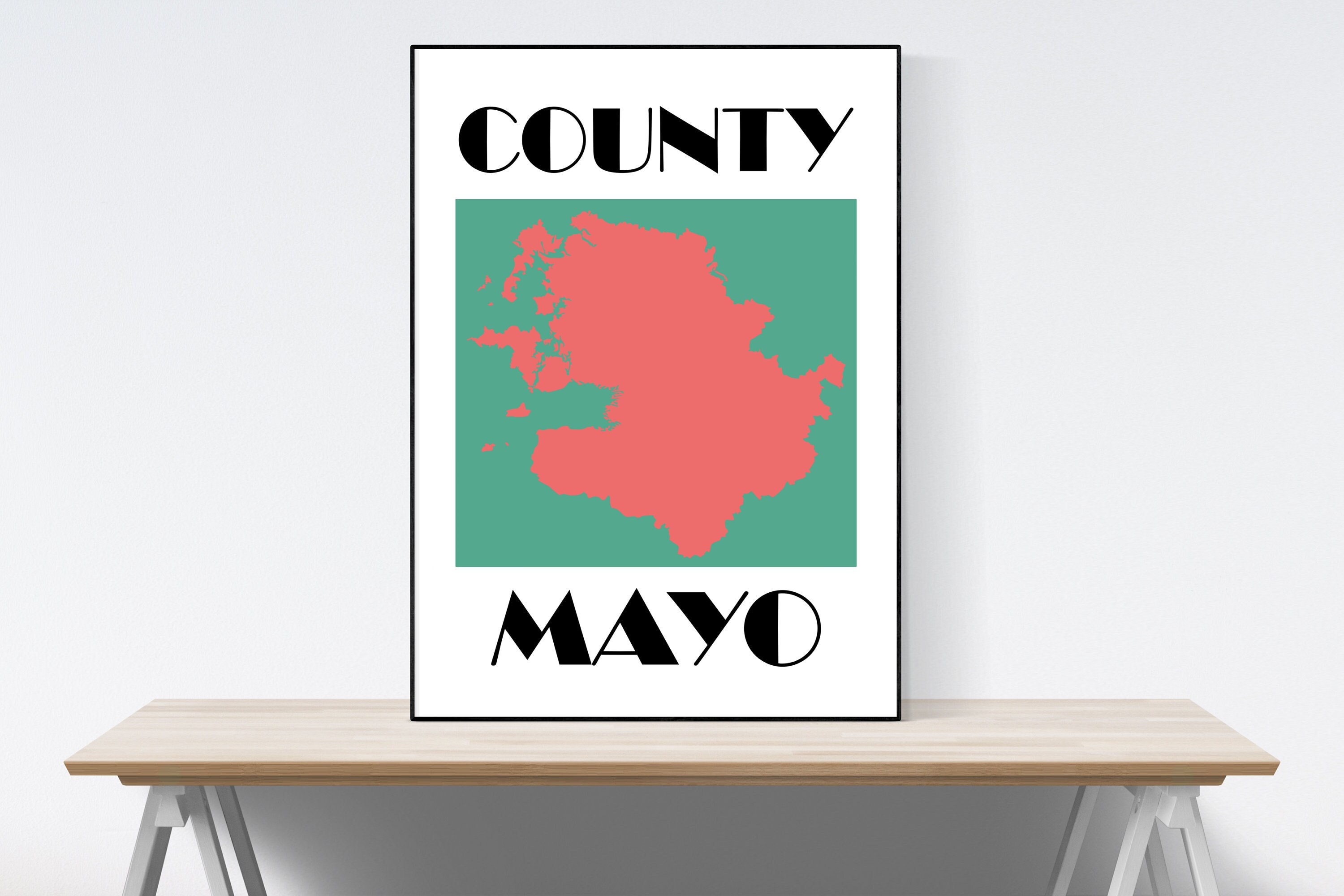 County Mayo Map Print, Map of Mayo Print, Mayo Art Print, Mayo Wall Art ...