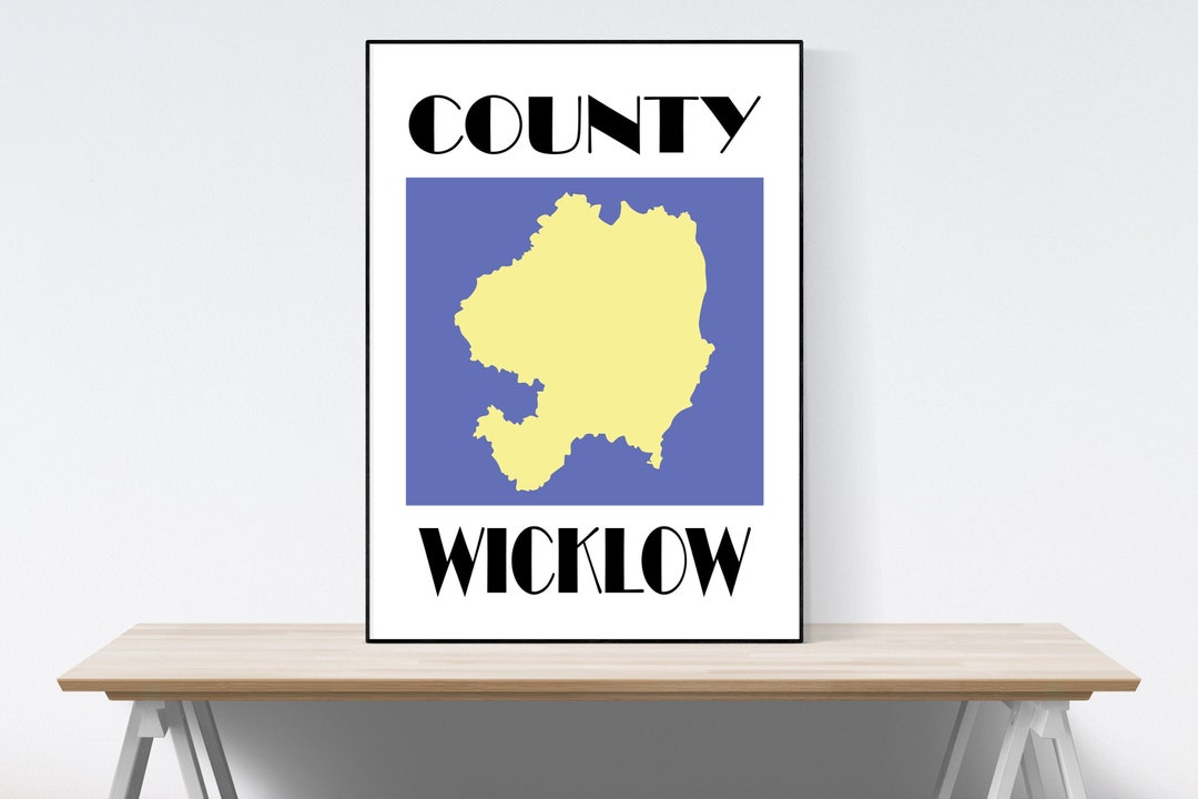 County Wicklow Map Print, Map of Wicklow Print, Wicklow Modern Art ...