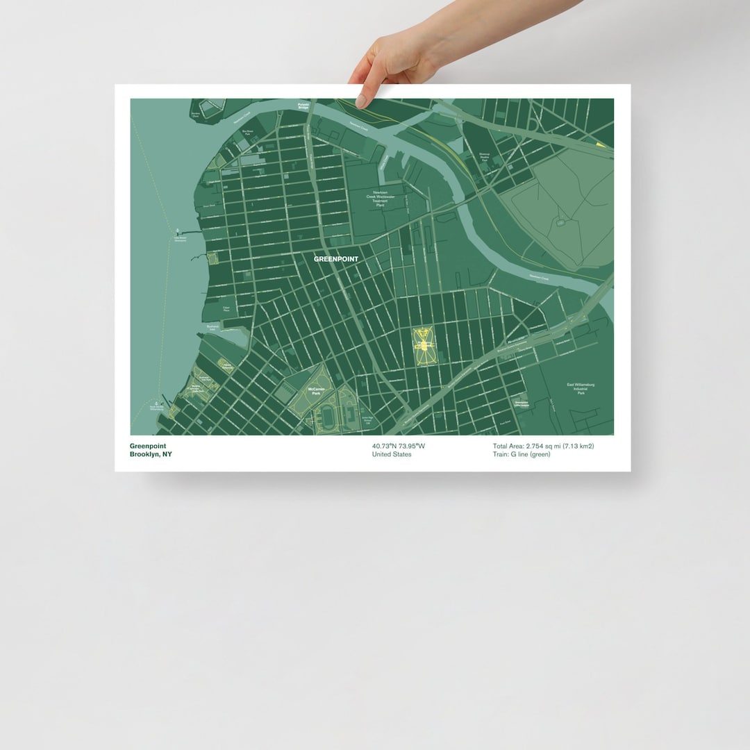 Print - Map of Greenpoint, Brooklyn, New York City - Etsy