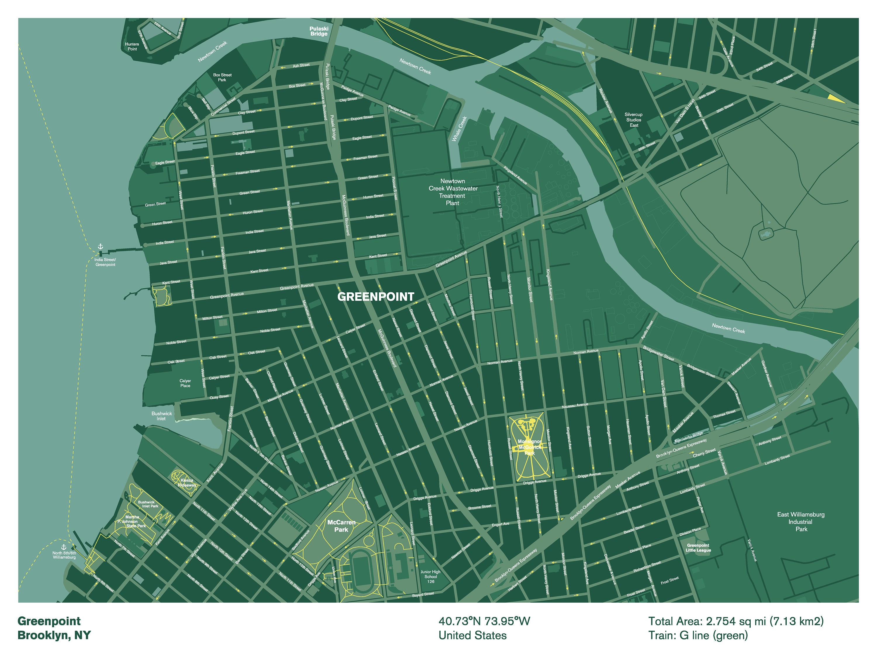 Print - Map of Greenpoint, Brooklyn, New York City - Etsy