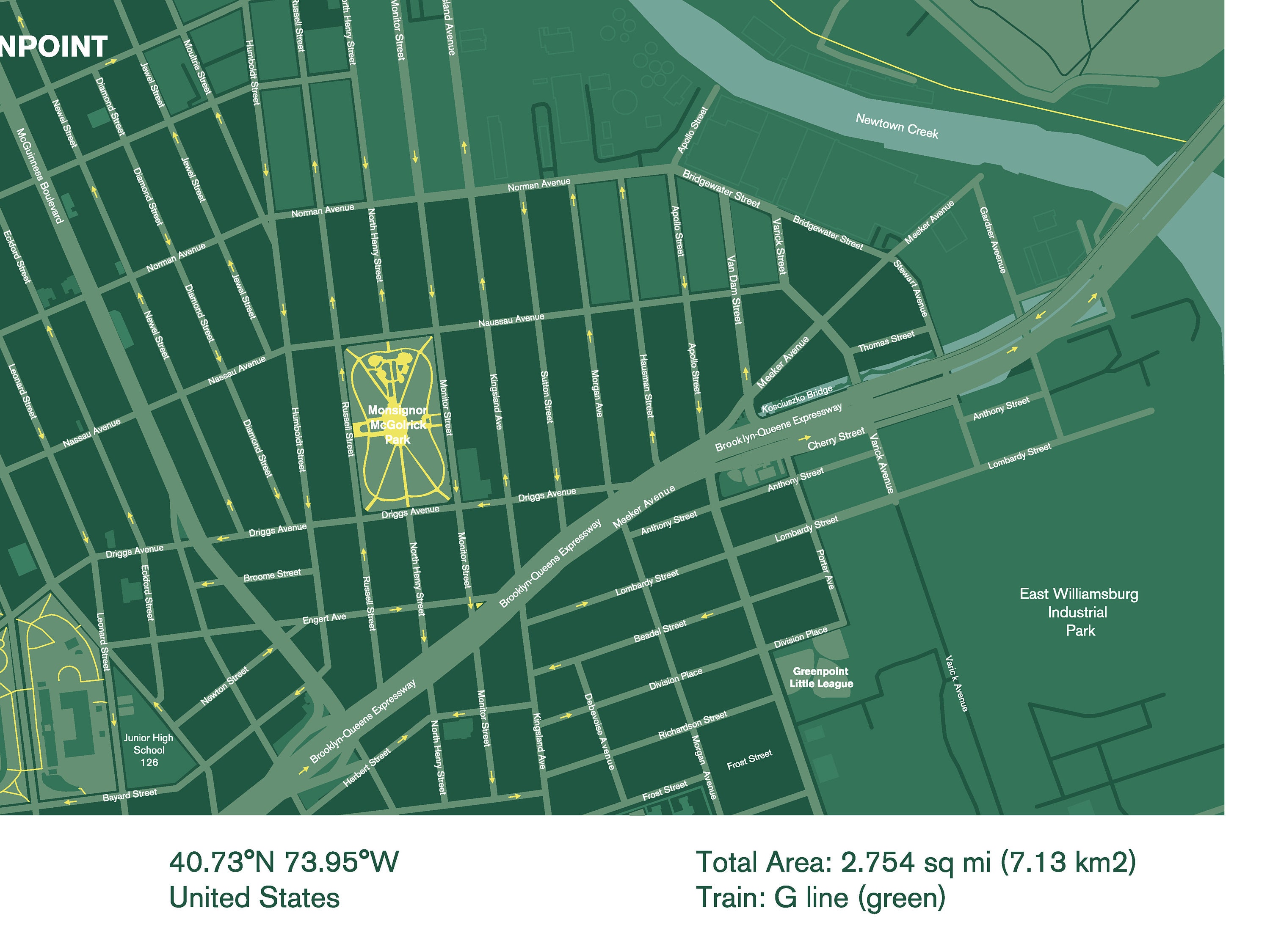 Print - Map of Greenpoint, Brooklyn, New York City - Etsy