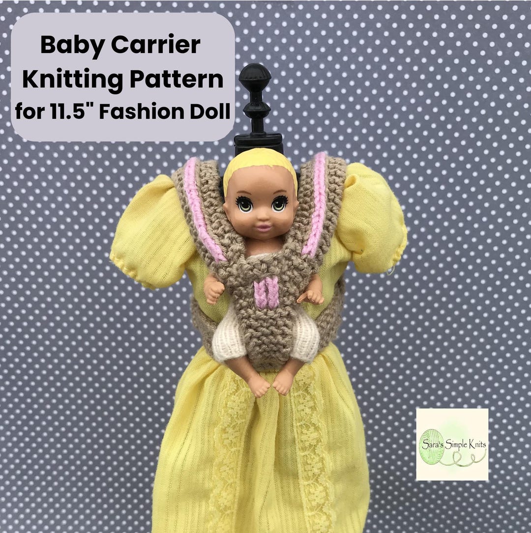 Fashion Doll Baby Carrier Knitting Pattern for Beginning Knitters Flat ...
