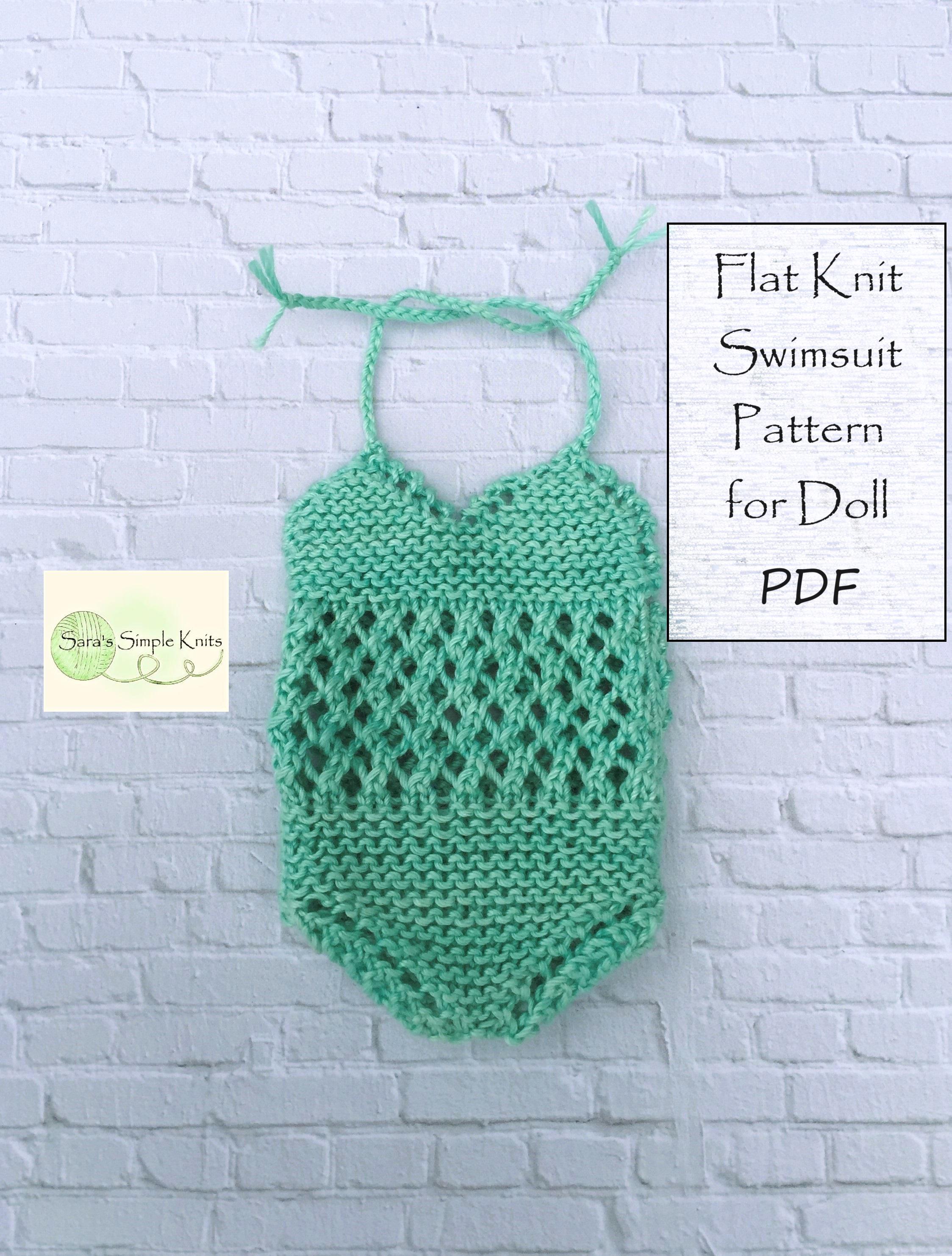 Doll Swimsuit Knitting Pattern, Flat Knit for 11.5" Fashion Dolls (PDF ...