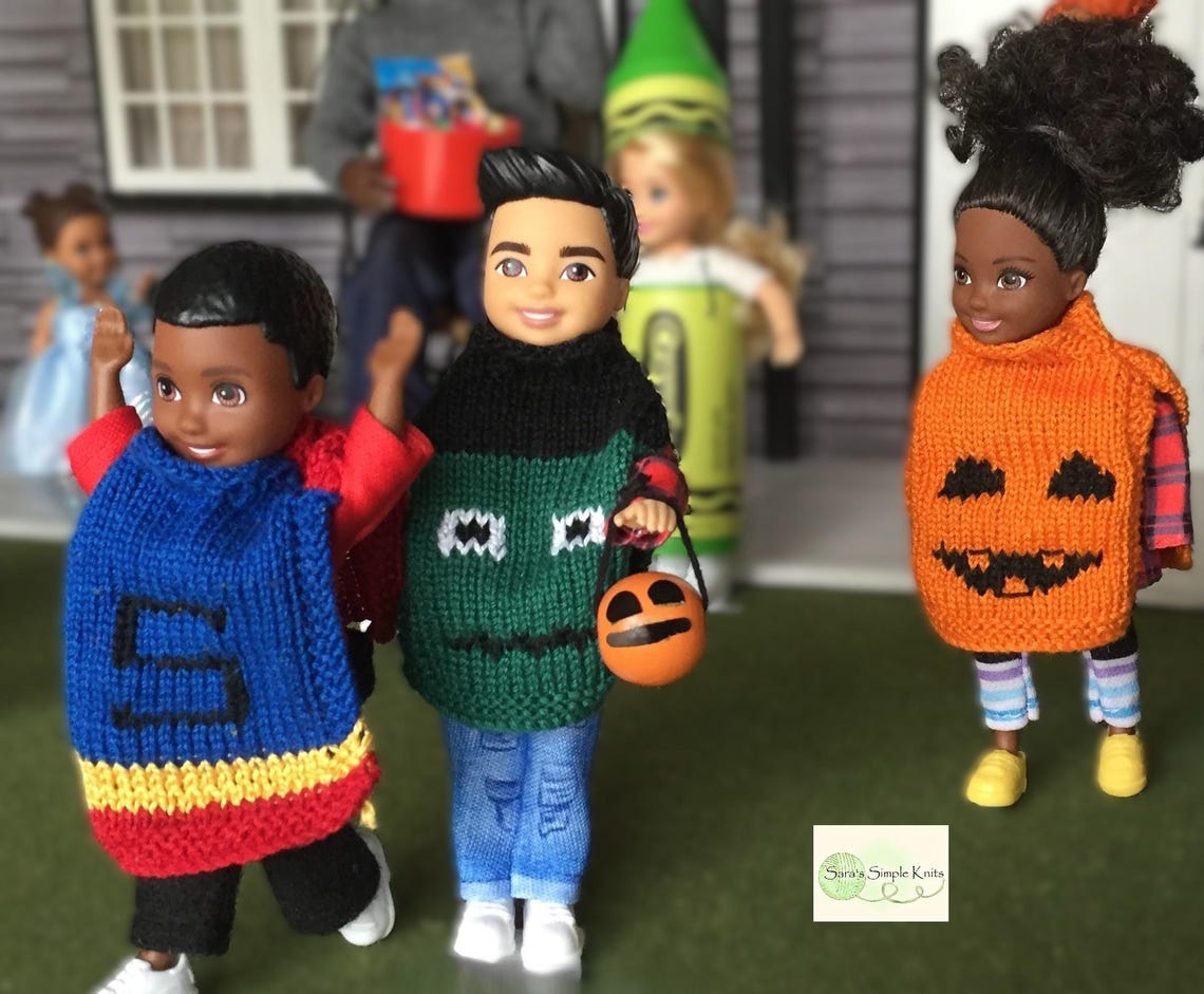 Halloween Doll Costume Poncho Knitting Pattern, 5.5 Inch Doll (PDF ...