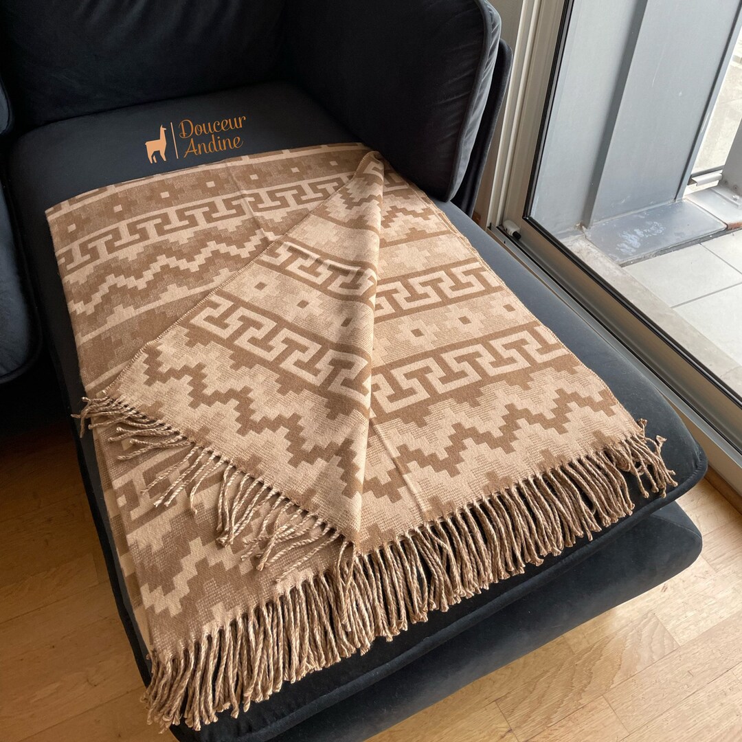 Manta de alpaca beige Manta 100% lana de alpaca peruana Colección Pacha ...