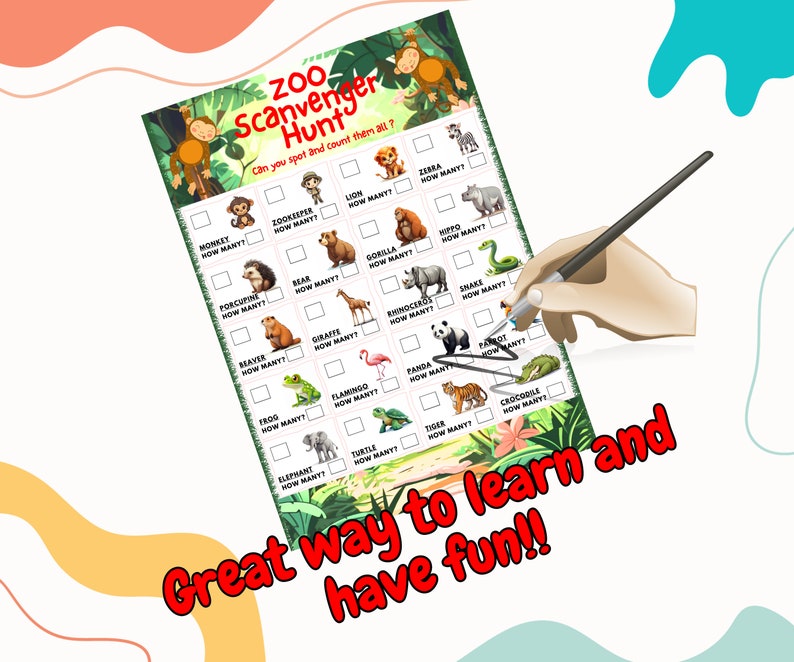 Zoo Scavenger Hunt Printable Bundle | Digital Download | Zoo Day Fun ...