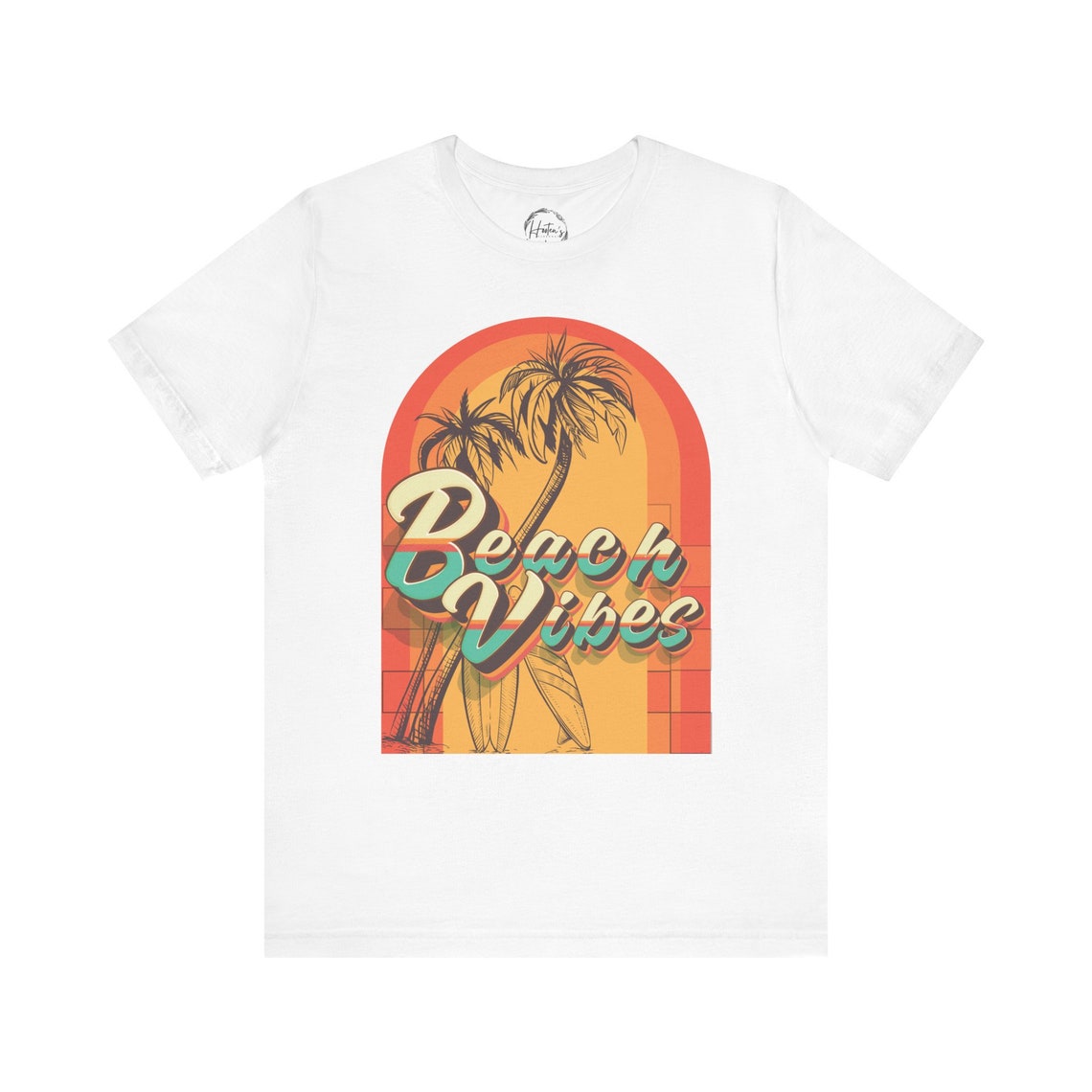 Beach Vibes Vacation Ocean Retro Vintage Palm Trees Surf Board Unisex ...