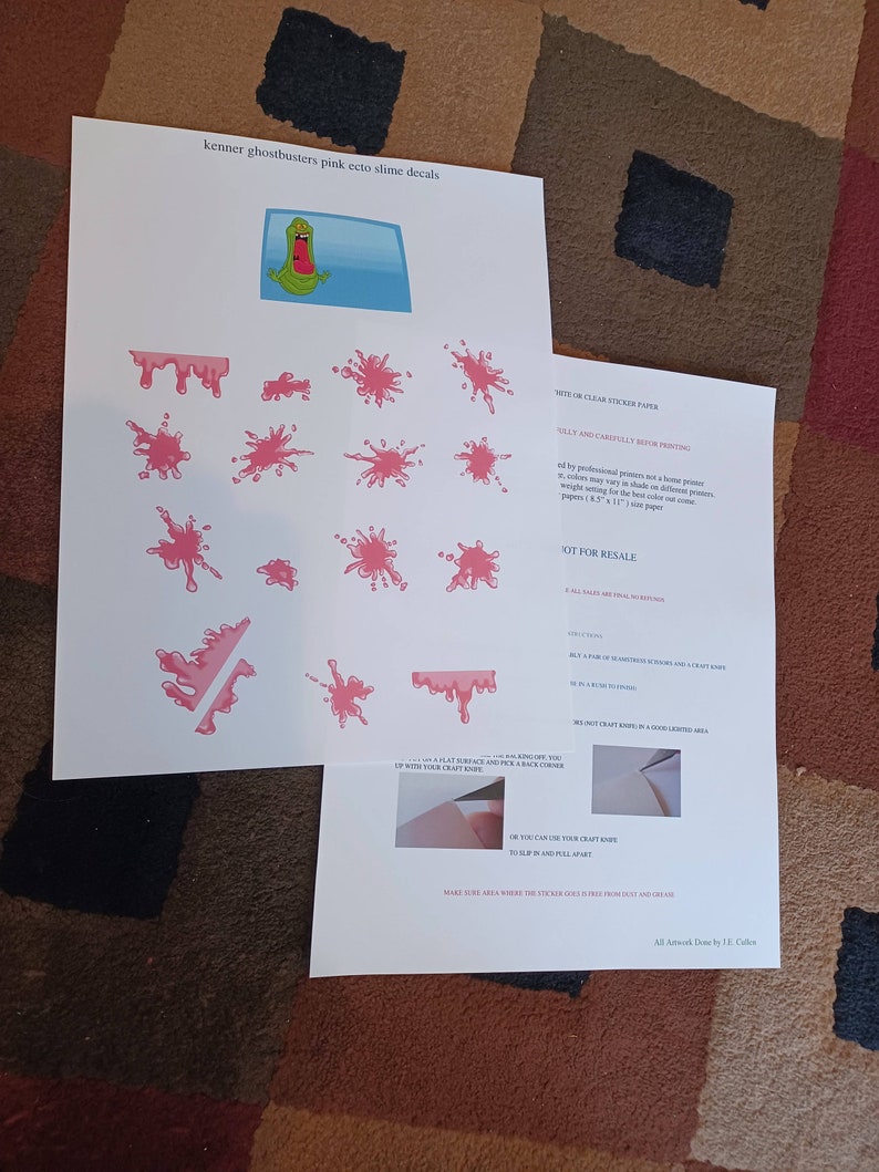 Kenner Ghostbusters Ecto Pink Slime Decals - Etsy
