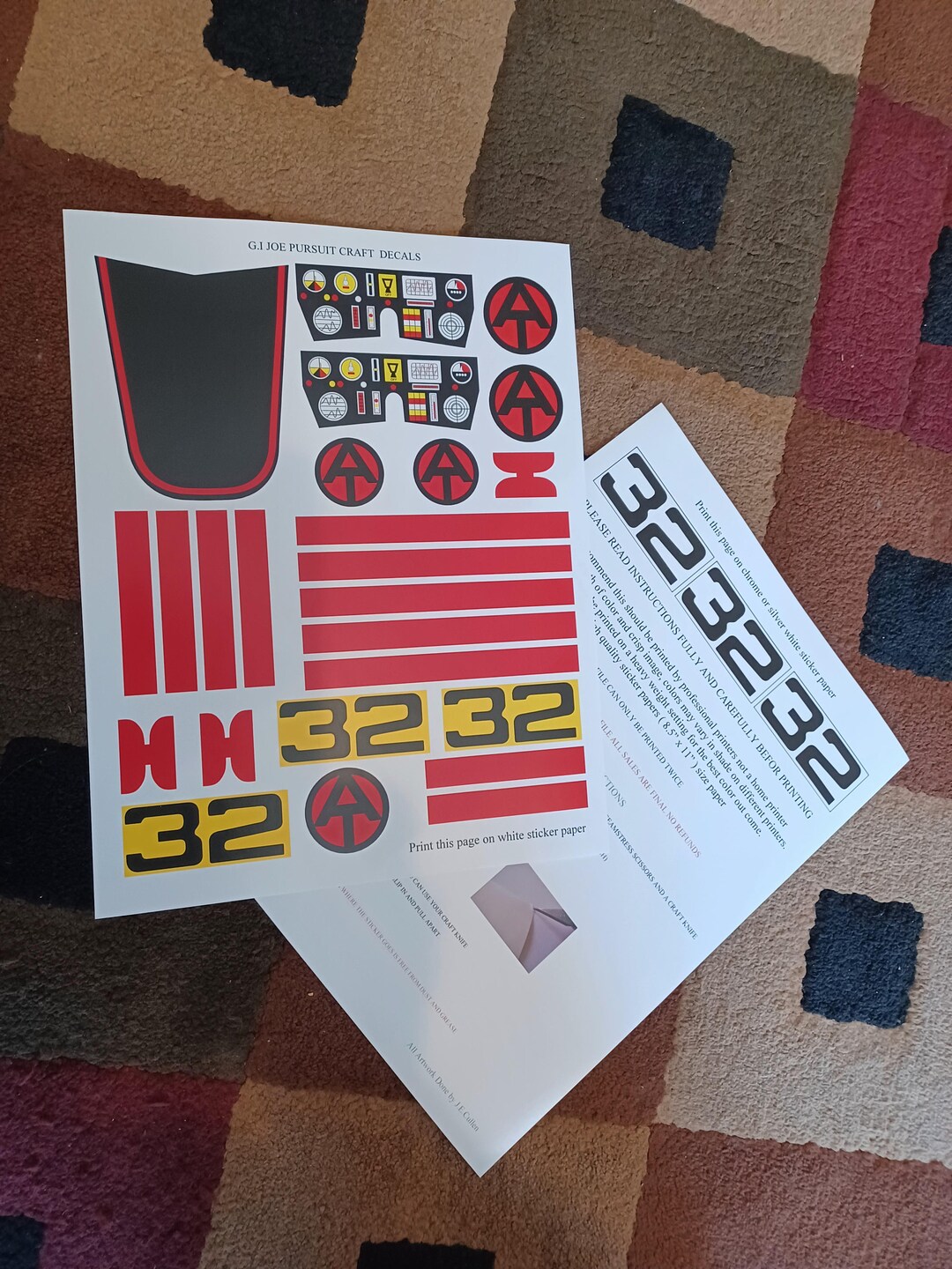 G.I. JOE Pursuit Craft Decals Downloadable Word Document File - Etsy