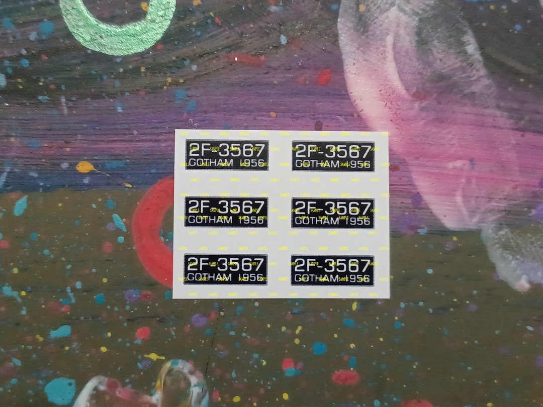 CORGI 107 Batboat Trailer Number Plate Reproduction Stickers Set of Six ...